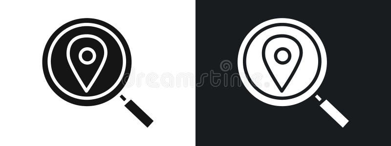 Location Search Icon Linear Graphics Set Vector in Black Stock Vector ...