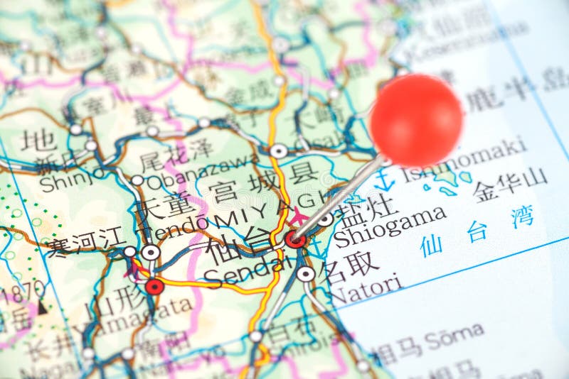 Location of Sendai, Japan on the Map Stock Photo - Image of route ...
