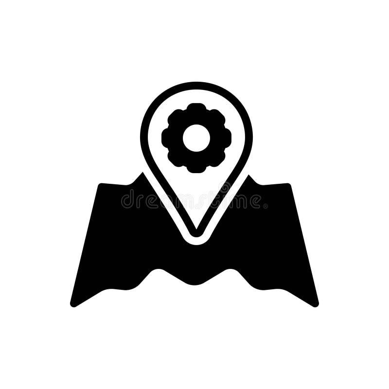Black Solid Icon for Location Services, Location and Setting Stock ...