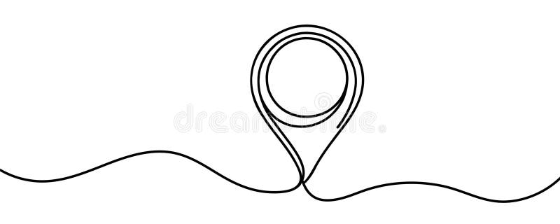 Location Sign Drawn in One Line Style Isolated Stock Vector ...