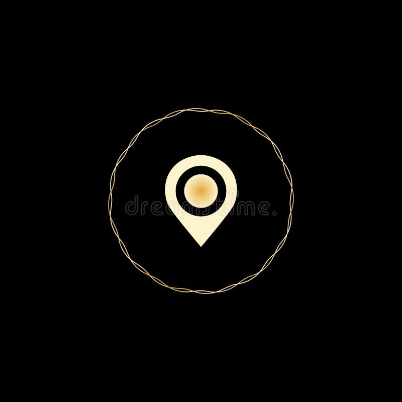 Location Sign Icon in a Golden Frame. Vector Illustration Eps 10 Stock ...