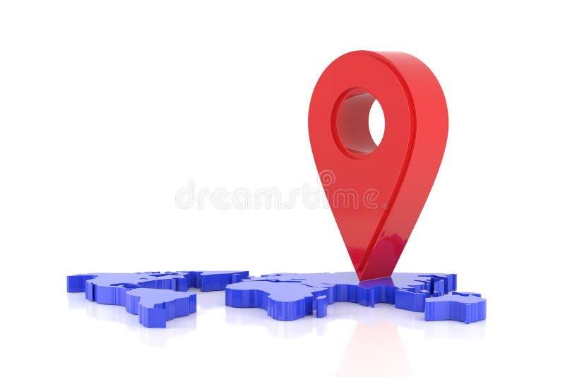 Location Sign on the World Map. 3D Rendering Stock Illustration ...