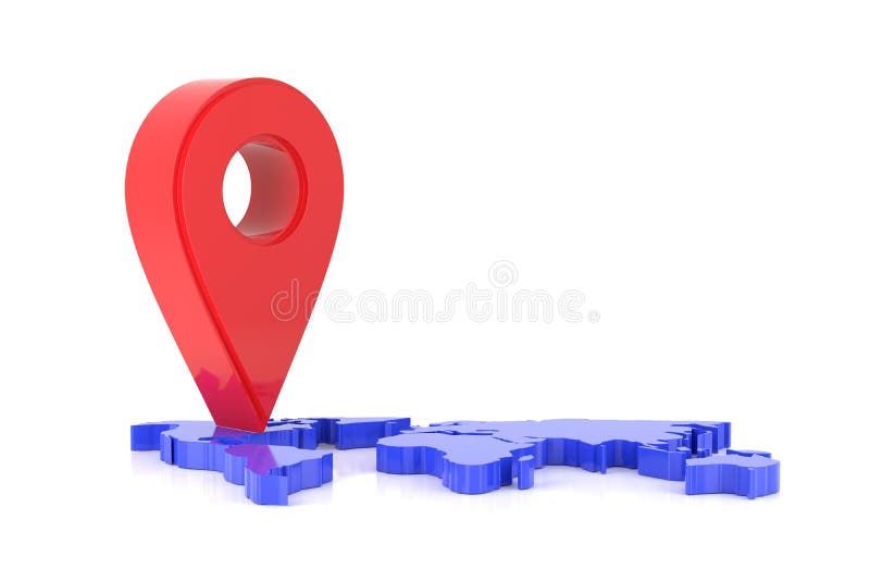 Location Sign on the World Map. 3D Rendering Stock Illustration ...