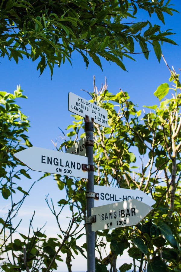 Location Signs on Helgoland Stock Image - Image of trees, location ...