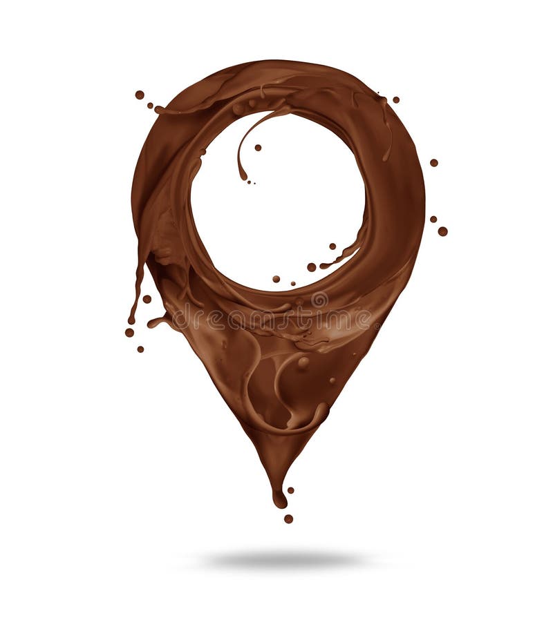 Location Symbol Made of Chocolate Splashes Isolated on a White ...