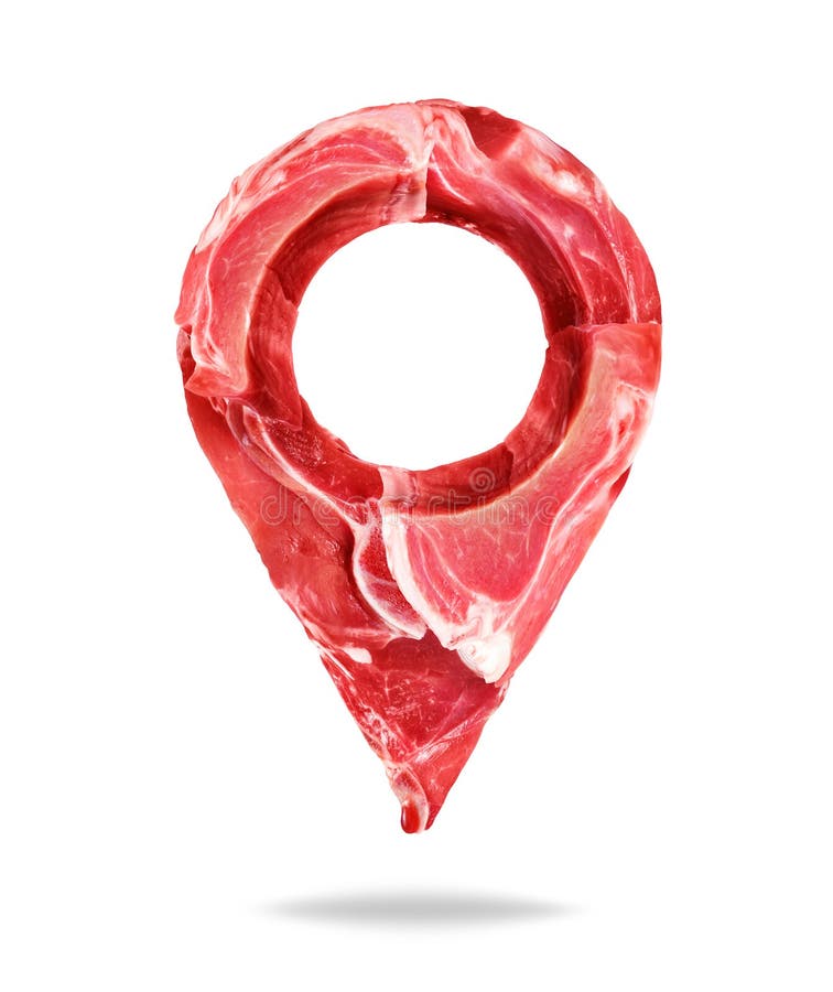 Location Symbol Made of Raw Beef Meat Steaks Isolated on a White ...