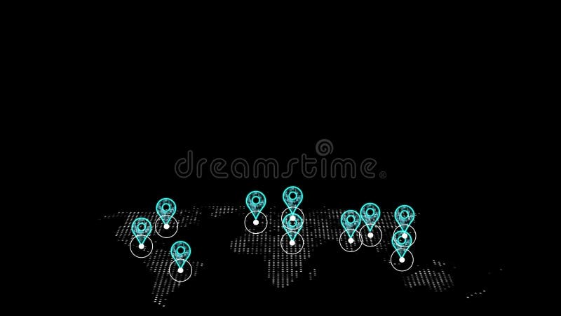 Location Symbols with Dots and Radiating Circles Creating a Blinking ...