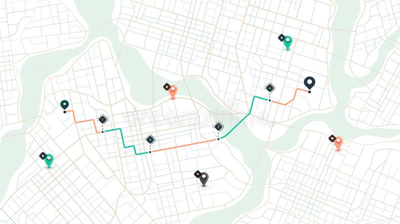 City Map with Street Road. Location Navigation Interface. Dashboard ...