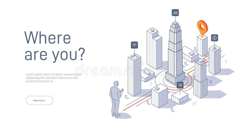 Location Tracking Concept Isometric Vector Illustration. Choosing ...