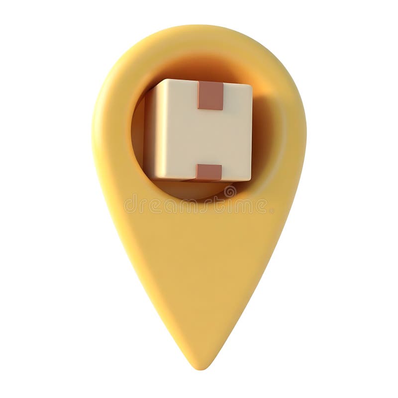 Location Tracking Package Delivery Yellow Pin Map Icon Stock ...