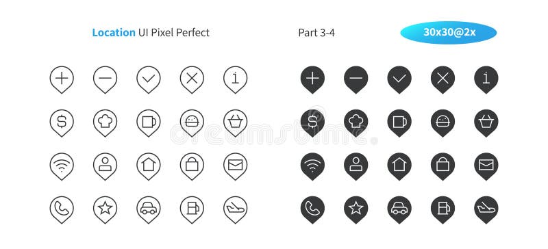 Location UI Pixel Perfect Well-crafted Vector Thin Line and Solid Icons ...