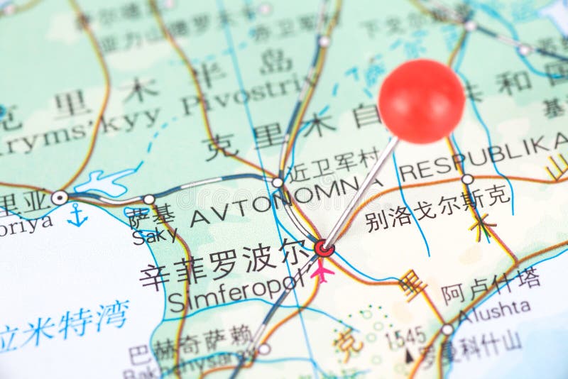 The Location of the Ukrainian City Simferopol on the Map Stock Photo ...