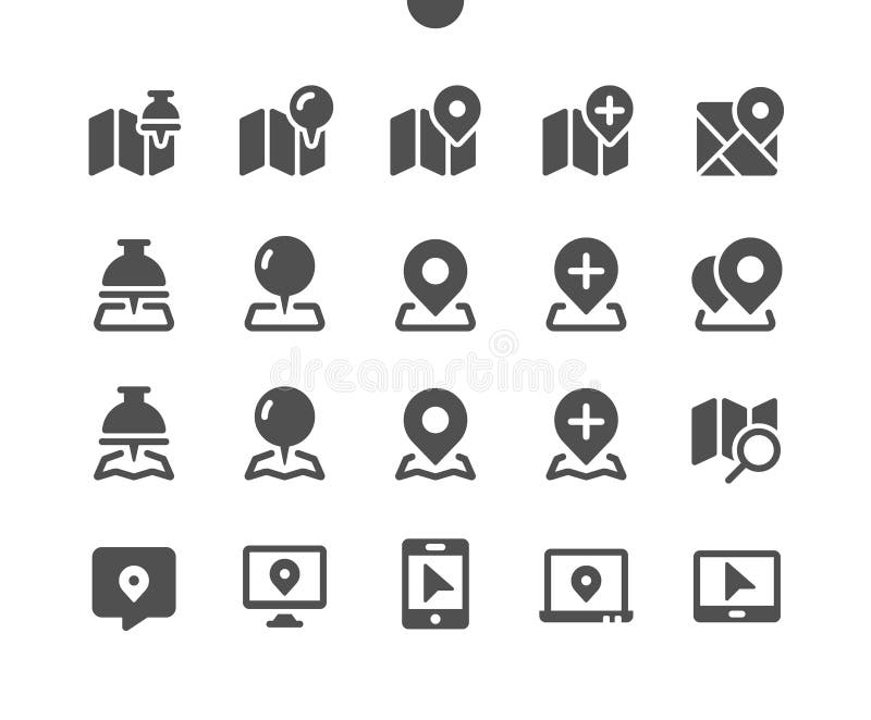 Location Pixel Perfect Well-crafted Vector Thin Line Icons Stock Vector ...