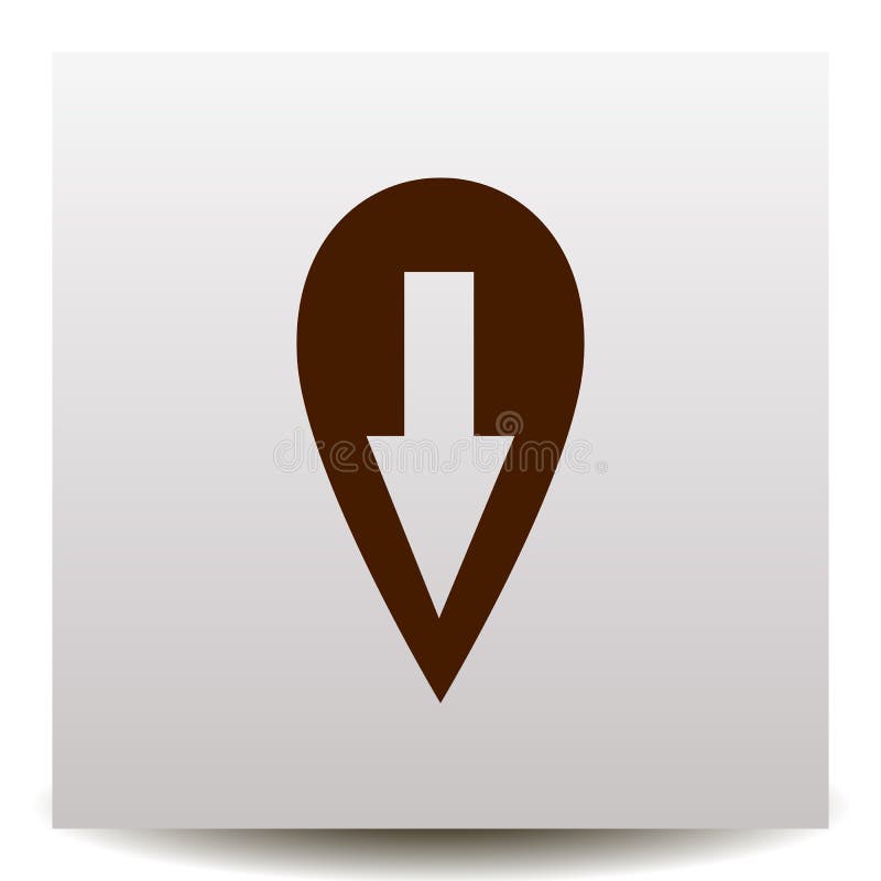 Location Vector Icon with Dashed Arrow on a Realistic Paper Back Stock ...