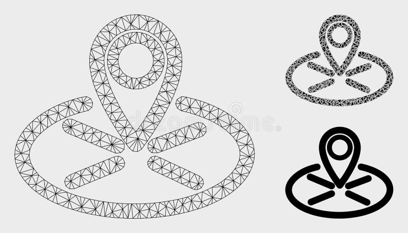 Location Vector Mesh Wire Frame Model And Triangle Mosaic Icon Stock