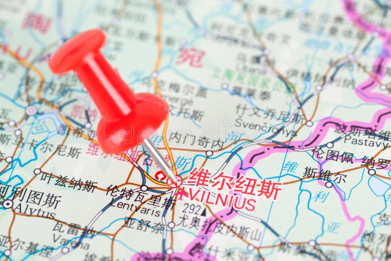 The Location of Vilnius, the Capital of Lithuania, on the Map Stock ...