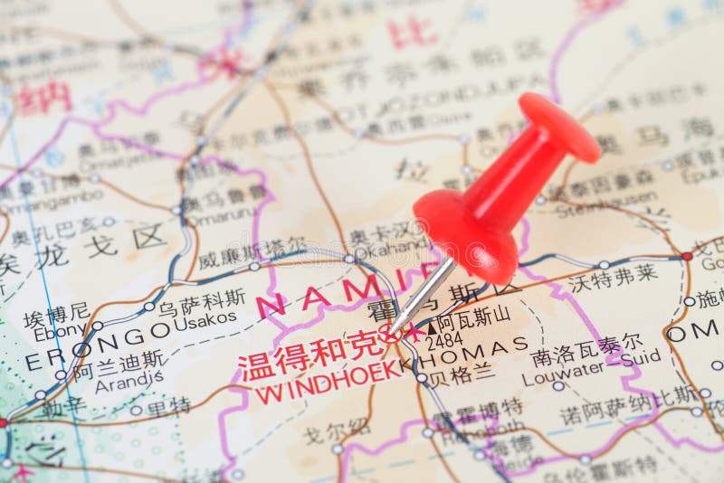 The Location of Windhoek, the Capital of Namibia, on the Map Editorial ...