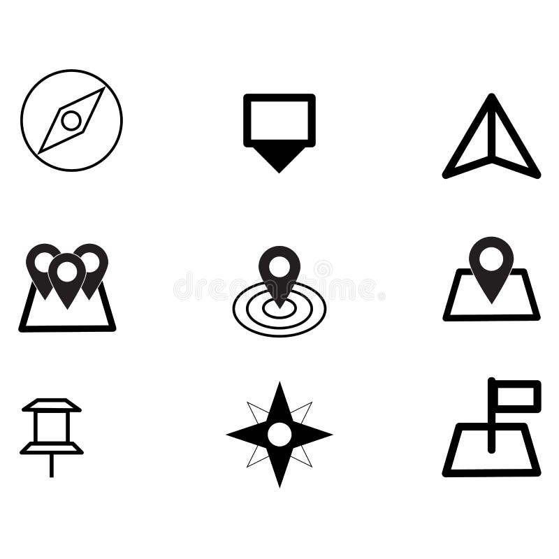 Locations Minimal Style Icon Vector Eps10 Set Stock Vector ...