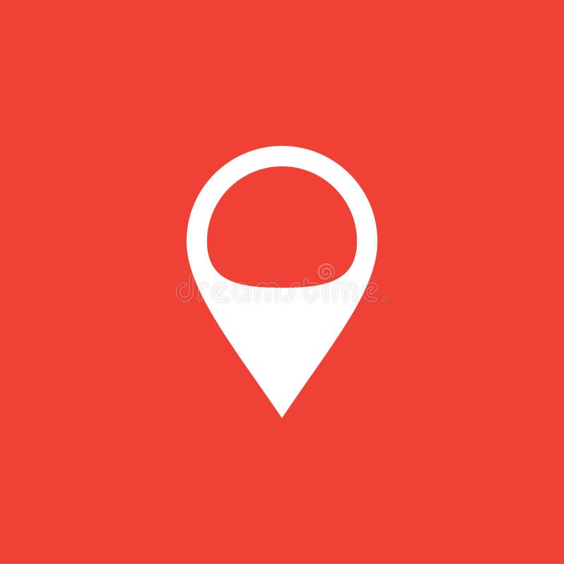 Locator Icon on Red Background. Red Flat Style Vector Illustration ...