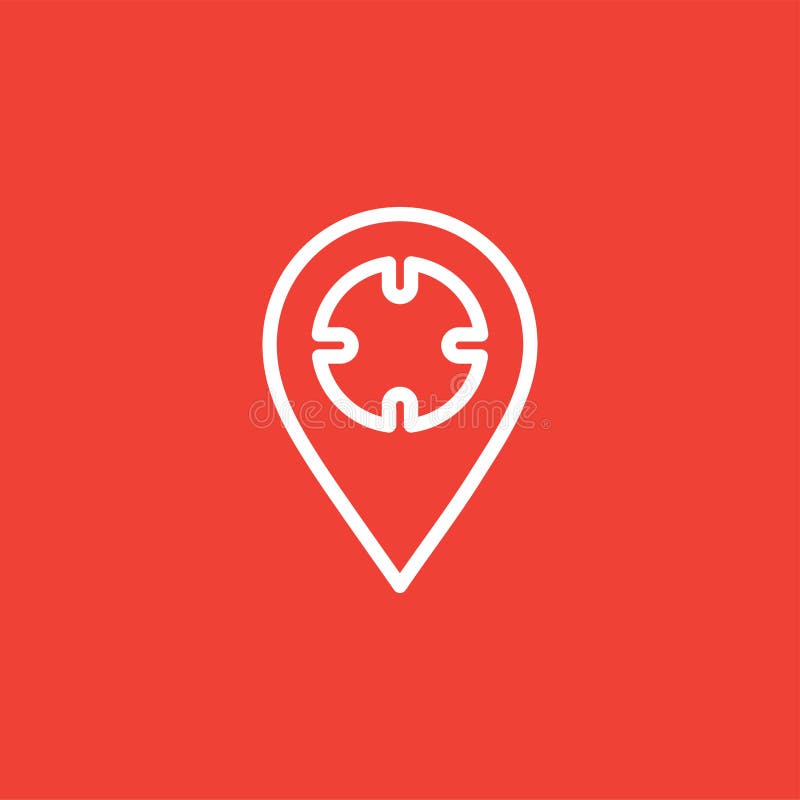 Locator Line Icon on Red Background. Red Flat Style Vector Illustration ...