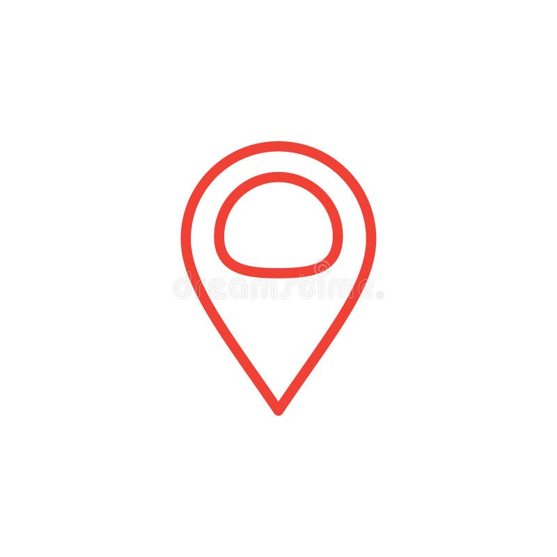 Locator Line Red Icon on White Background. Red Flat Style Vector ...