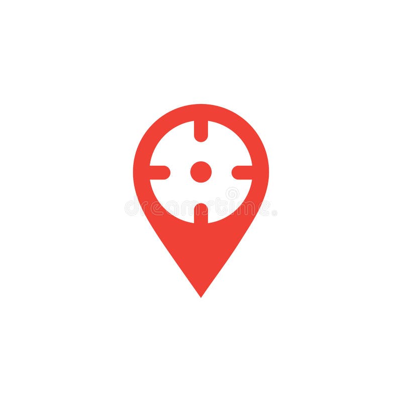 Locator Red Icon on White Background. Red Flat Style Vector ...