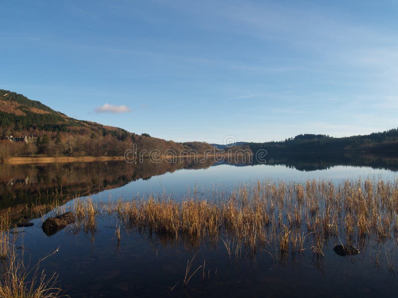 Loch Achray stock image. Image of clear, hill, hiking - 53500755
