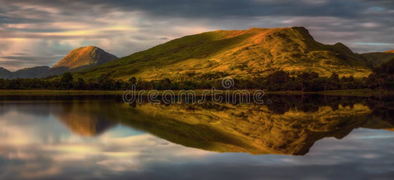 Loch Awe reflections stock image. Image of reflection - 131626957