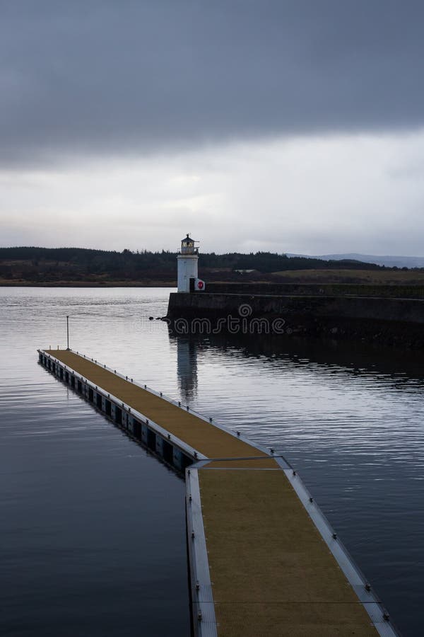 Loch Fyne Lighthouse stock image. Image of marina, dock - 265363357