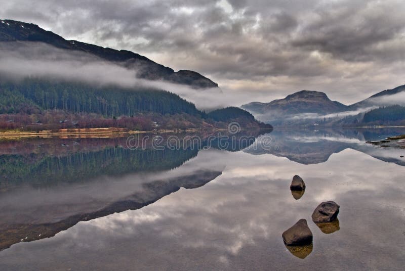 Loch Lubnaig in the Highlands of Scotland in a State of Flat Calm Stock ...