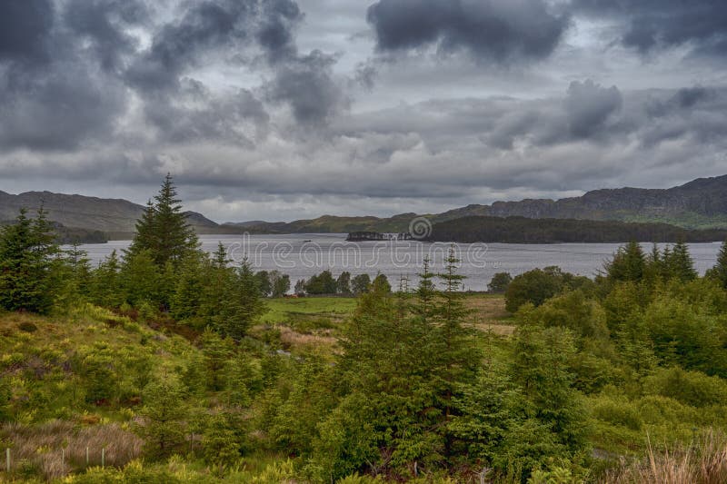 Loch Maree. stock photo. Image of hills, misty, quiet - 2453076