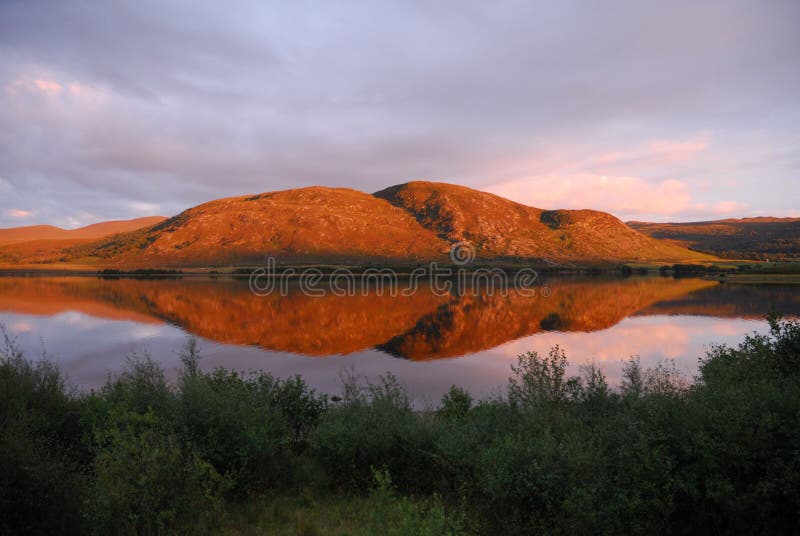 Loch Mhor stock image. Image of warm, calm, mhor, beutiful - 11043819