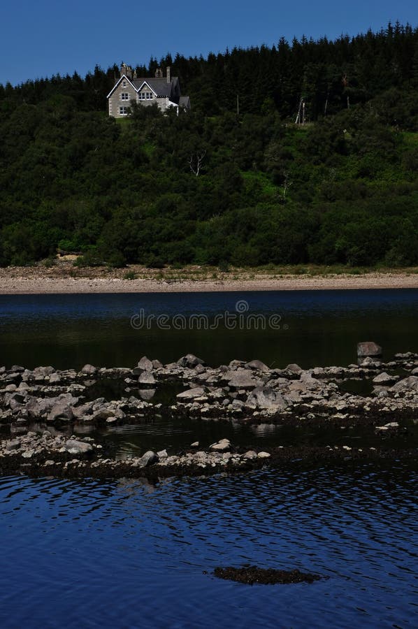 Loch Shin with Coastal View on Old Manor Stock Image - Image of green ...