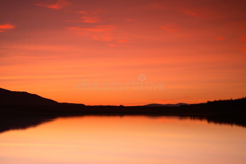 Loch sunset stock image. Image of tranquil, peaceful, hills - 2684767