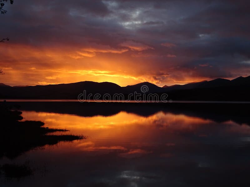 Sunset in Scottish Countryside Stock Photo - Image of color, evening ...