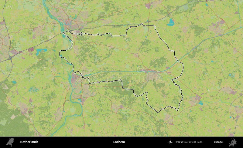 Lochem Outlined, Netherlands. Topographic Humanitarian Stock ...