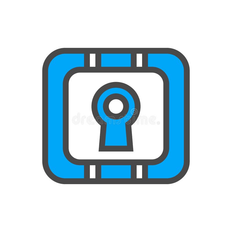 Lock Access Icon in Linear Design Stock Illustration - Illustration of ...