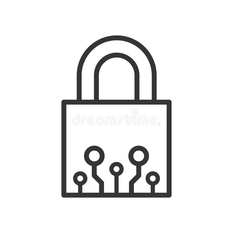 Lock AI Automation Line Icon Stock Vector - Illustration of artificial ...