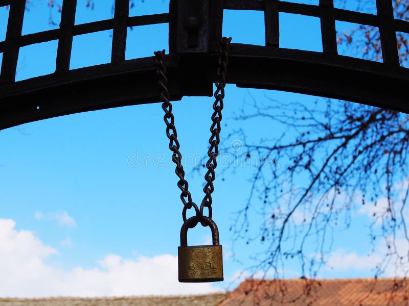 Lock on Chain Hanging from the Gate Stock Photo - Image of gate, chain ...