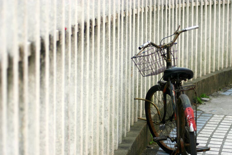 Lock the Bicycle beside the Fence Stock Photo - Image of lock, cycle ...