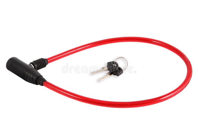 Lock for Bicycles and Motorcycles, Steel Cable in Red Plastic. Stock ...
