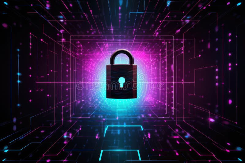 Lock Big Data Cybersecurity Conceptual Background Pink Blue Black Stock ...