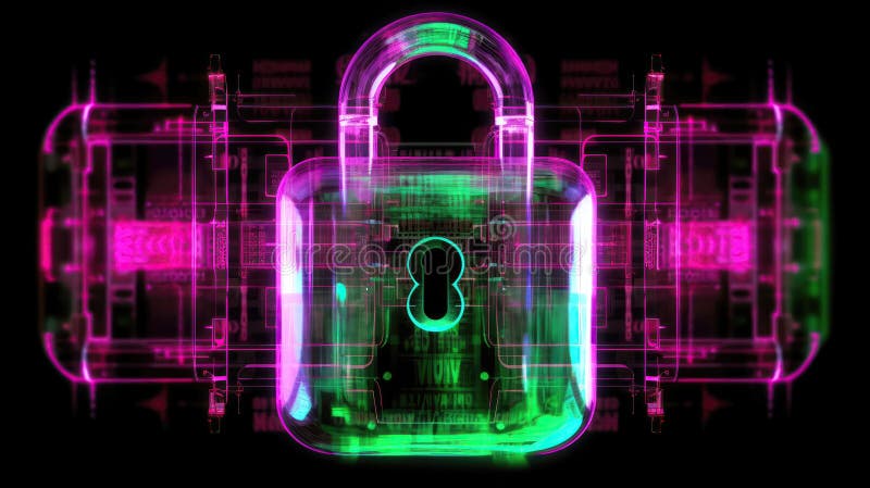 Lock Big Data Cybersecurity Conceptual Background Pink Green Black ...