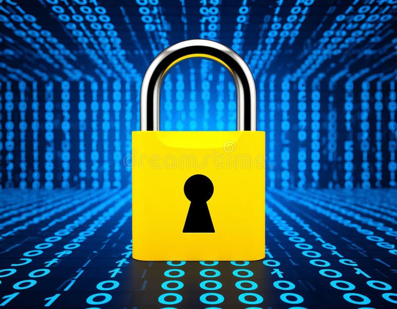 Lock on Binary Code Background. Data Protection. Stock Illustration - Illustration of privacy ...
