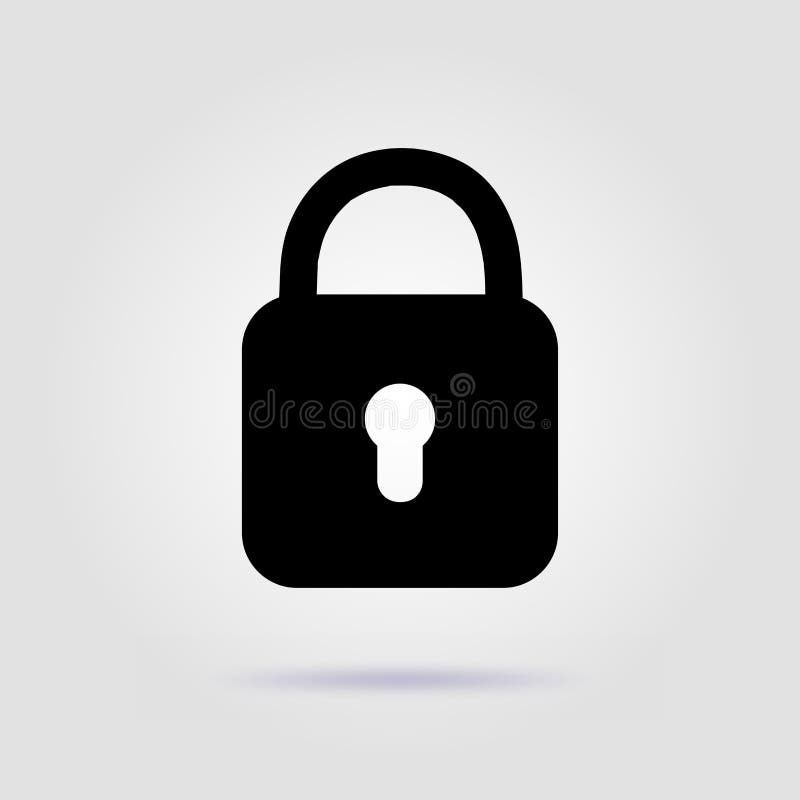 Lock Black Vector Icon on Gray Background Stock Illustration ...
