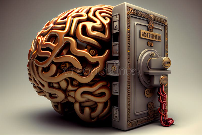 Lock on the Brain,Generative AI. Stock Illustration - Illustration of ...
