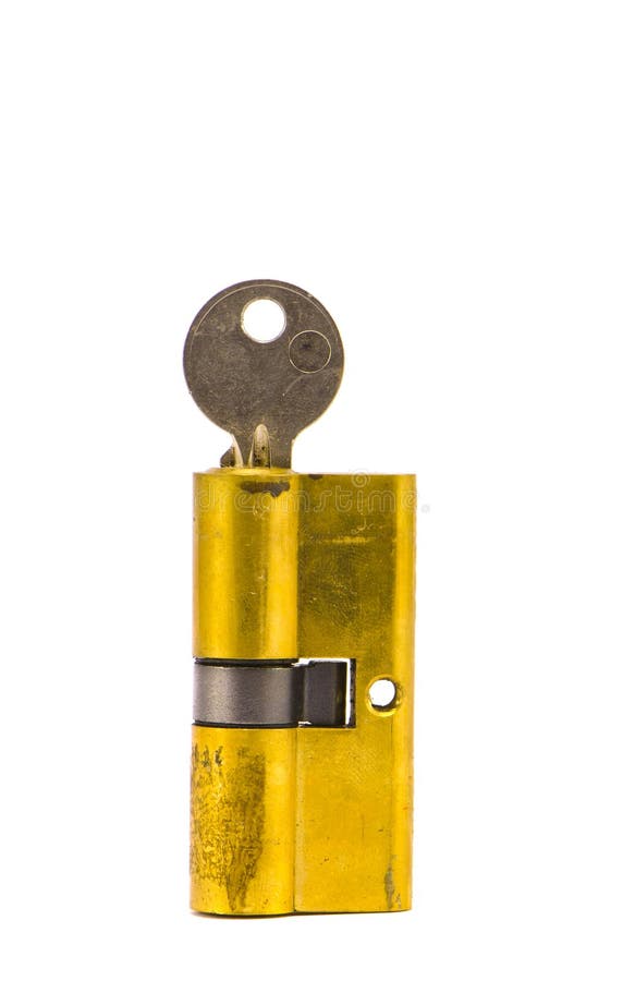 Lock Brass Cartridge Cylinder With Key Stock Image - Image of brass ...