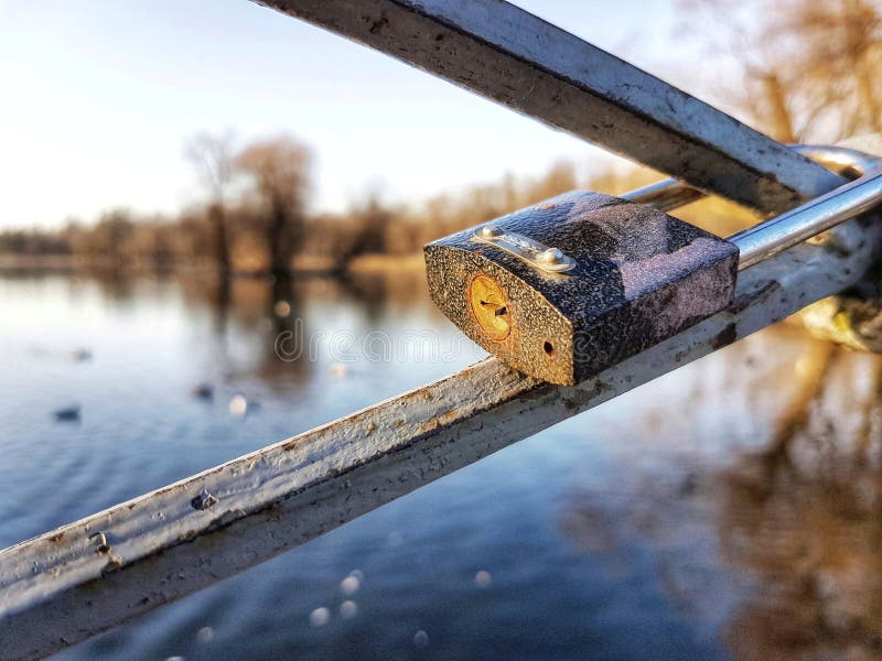 The Lock on the Bridge Over the River Stock Image - Image of lock ...