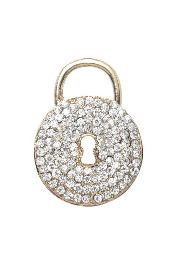 Lock Brooch Isolated on White Stock Image - Image of precious, antique ...
