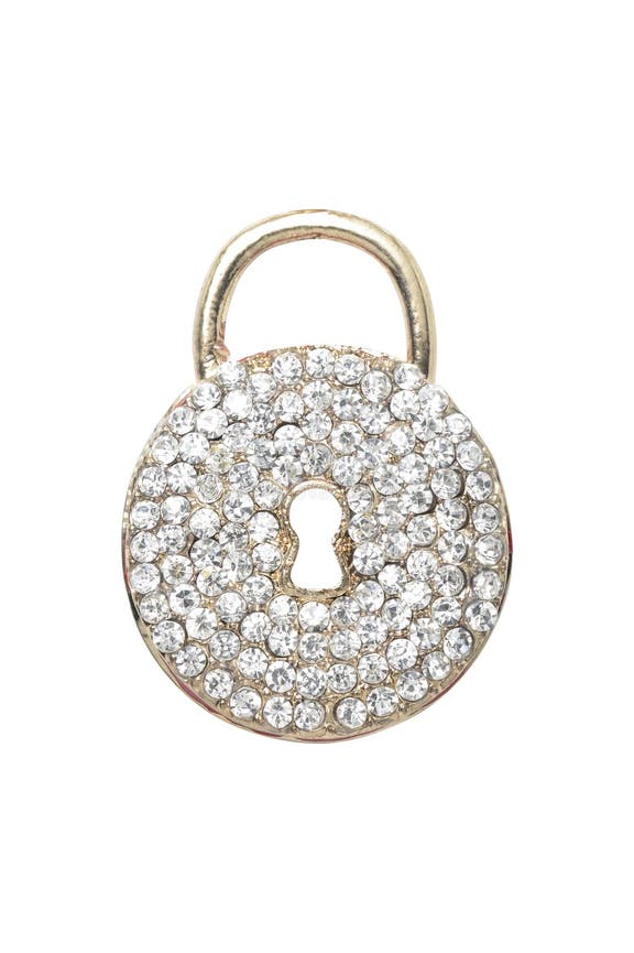 Lock Brooch Isolated on White Stock Image - Image of precious, antique ...